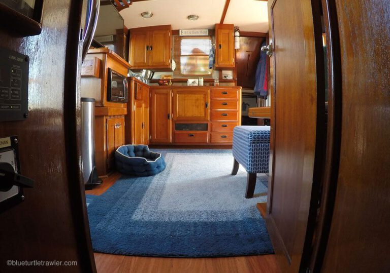 Tour inside our cozy live aboard trawler - Blue Turtle Cruising